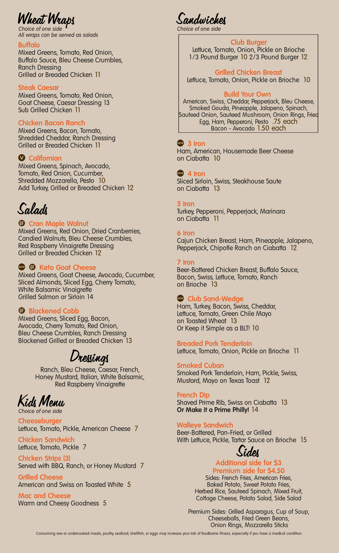 Beaver Grill Menu - Beaver Hills Country Club